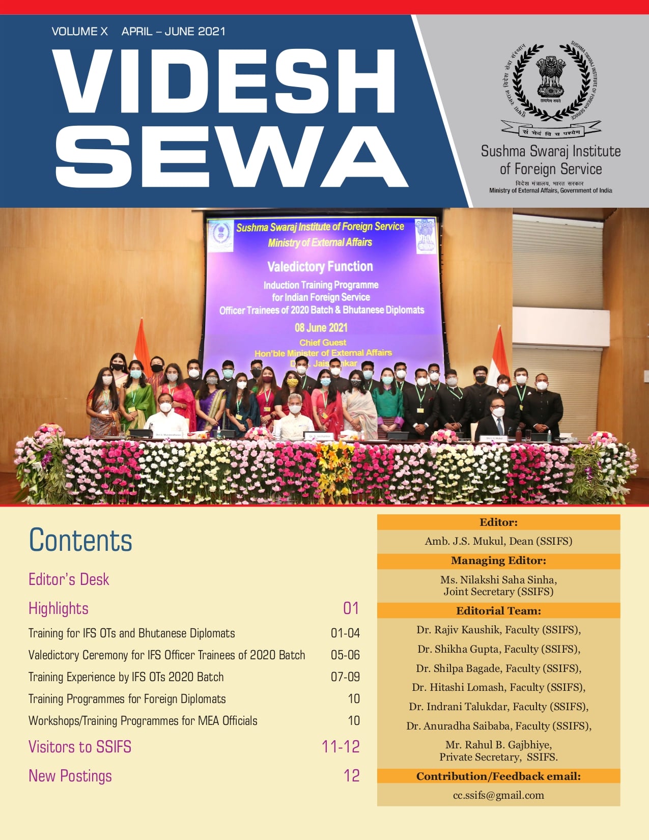 Videsh Sewa (SSIFS Newsletter) - 10th Issue for the quarter April-June ...